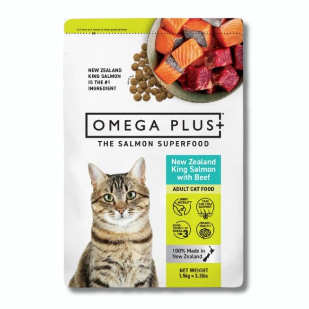 Omega Plus King Salmon Beef Cat Food 1.5kg | Dry Cat Food NZ