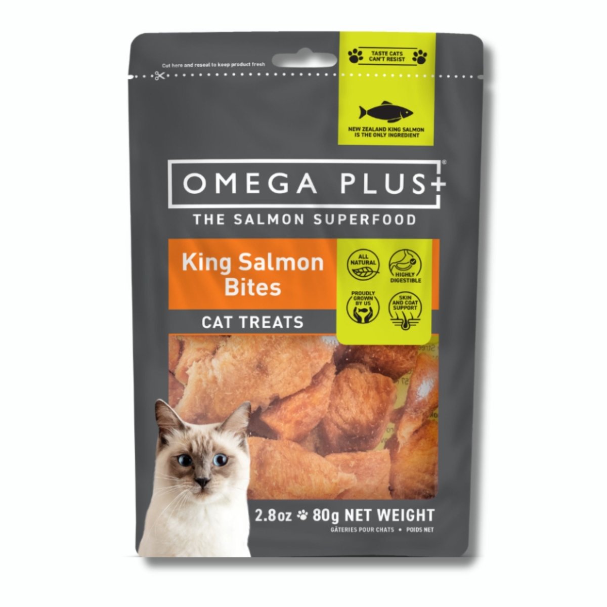 Omega Plus King Salmon Bites Cat Treat - 80g | Pet Supply