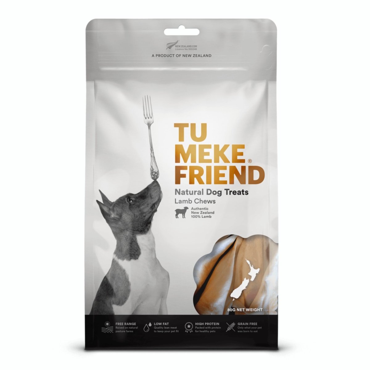 Tu Meke Lamb Chews - 80g | Nutritious Dog Treats NZ